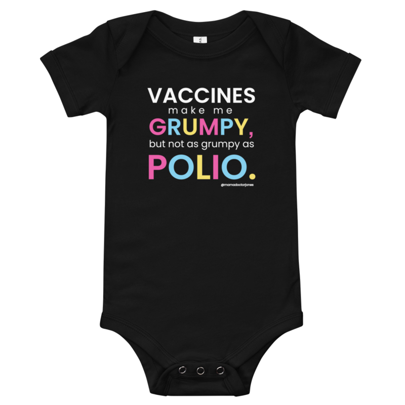 Polio Baby Onesie - Black | Mama Doctor Jones