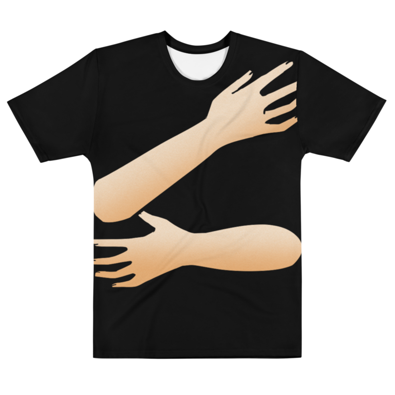 Back Hug T-Shirt (black shirt / White skin tone) | Honesty