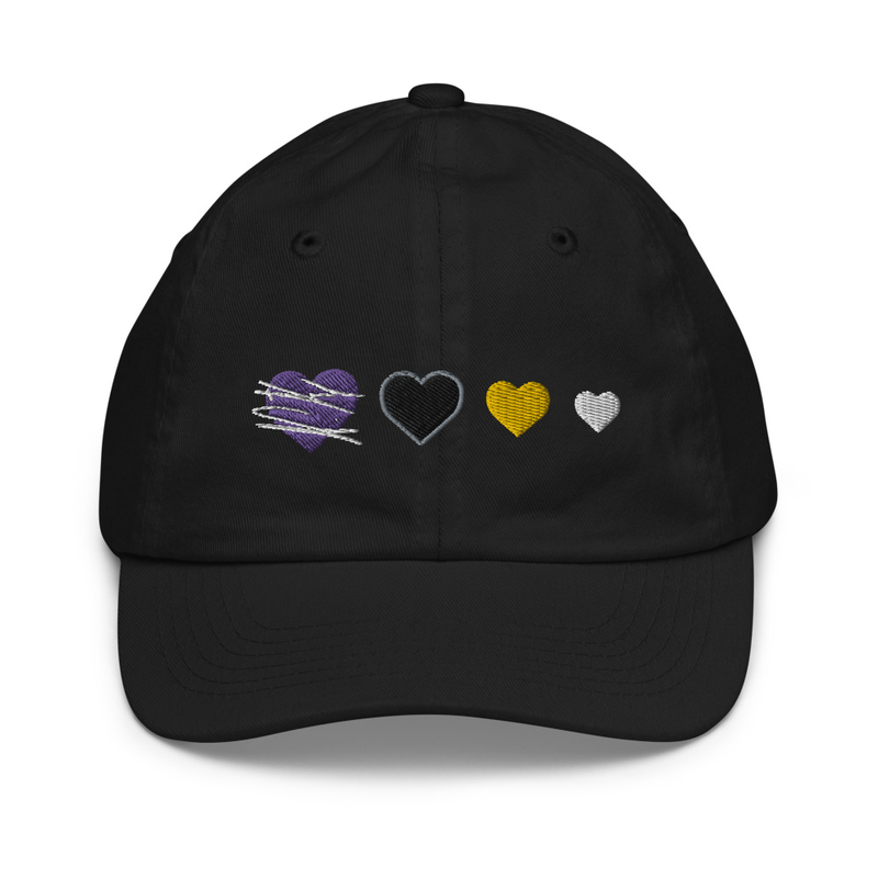 4 Hearts (Solid) Black Youth Cap | Brandon Farris
