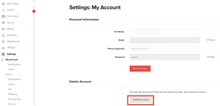 How can I delete or remove a Printful account? – Printful Help Center