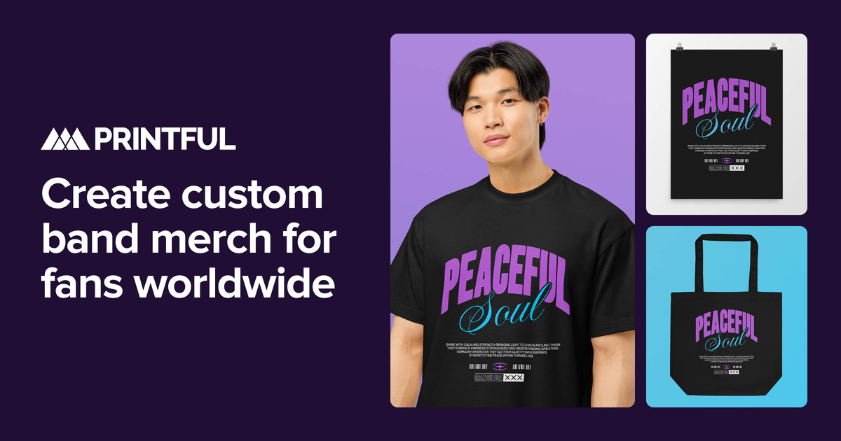 Create custom band merch to sell online with Printful